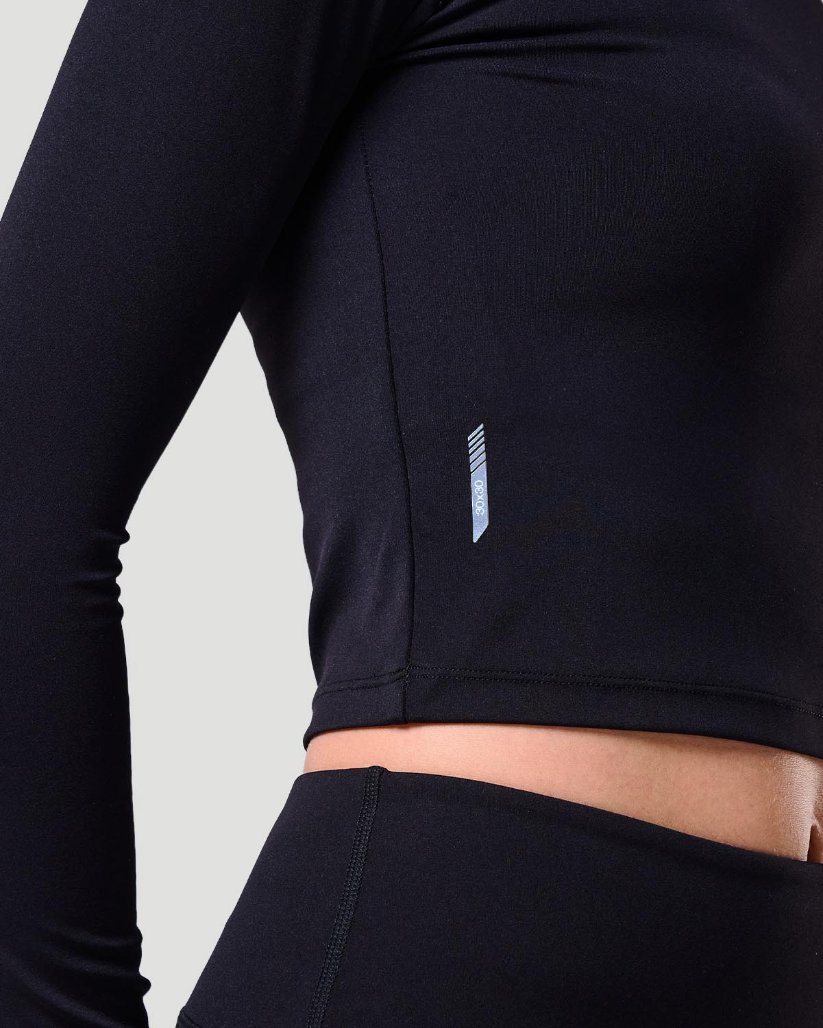 Long Sleeve Crop Top - Jet Black | Modesh